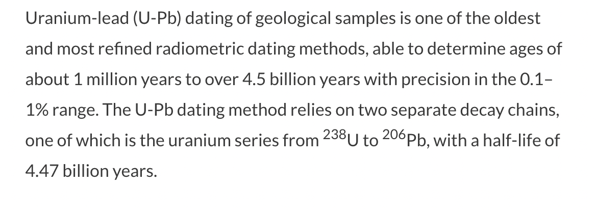 Solved Uranium-lead (U-Pb) dating of geological samples is | Chegg.com