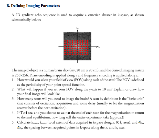 Solved Defining Imaging Parameters A 2D gradient echo | Chegg.com