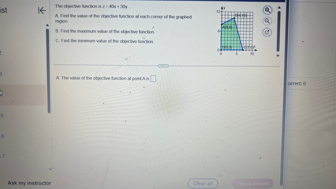 Solved The Objective Function Is Z 40x 30y A ﻿find The