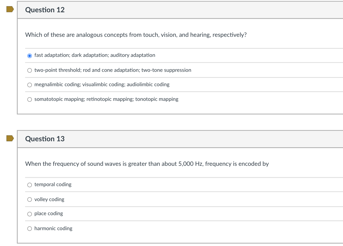 Solved Which of these are analogous concepts from touch, | Chegg.com