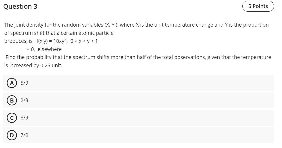 Solved The joint density for the random variables (X,Y), | Chegg.com