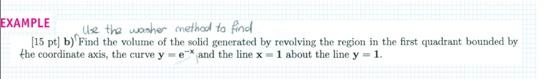 Solved EXAMPLE use the washer method to find [15 pt) b) Find | Chegg.com