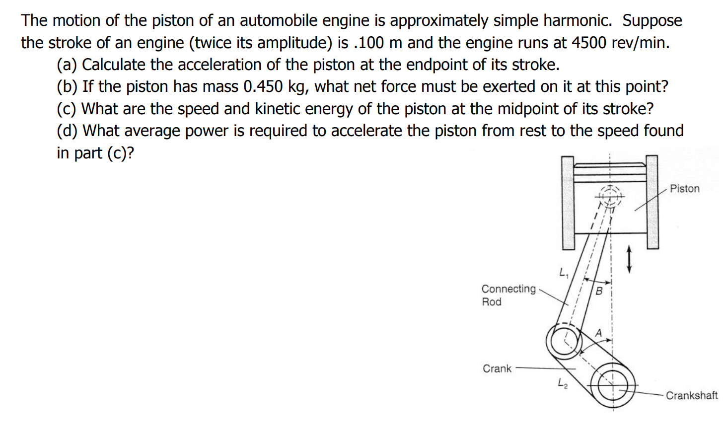 Solved The motion of the piston of an automobile engine is | Chegg.com