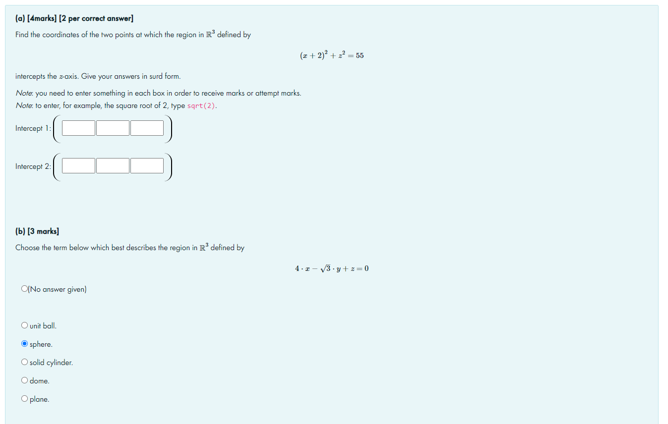 Solved (a) [4marks] [2 per correct answer] Find the | Chegg.com