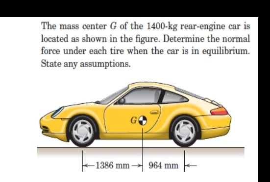 Solved The mass center G of the 1400-kg rear-engine car is | Chegg.com