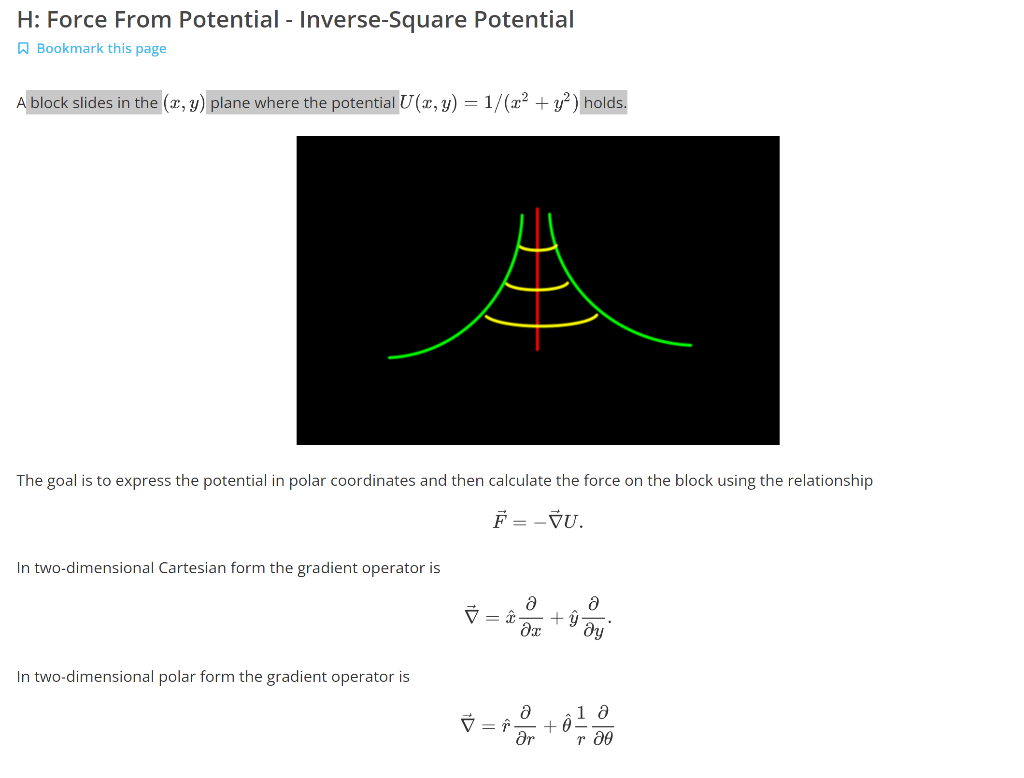 Solved H: Force From Potential - Inverse-Square Potential W | Chegg.com