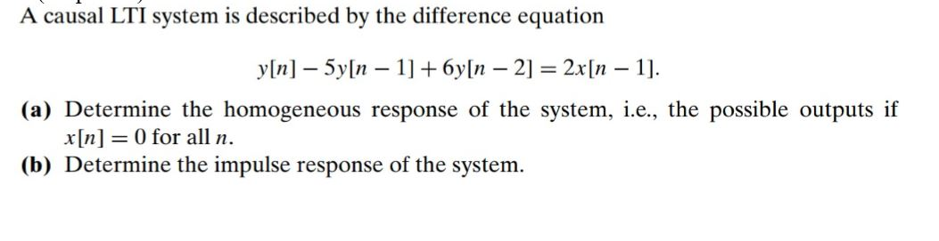 Solved A causal LTI system is described by the difference | Chegg.com