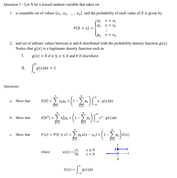 Question 1 Let X Be A Mixed Random Variable That 