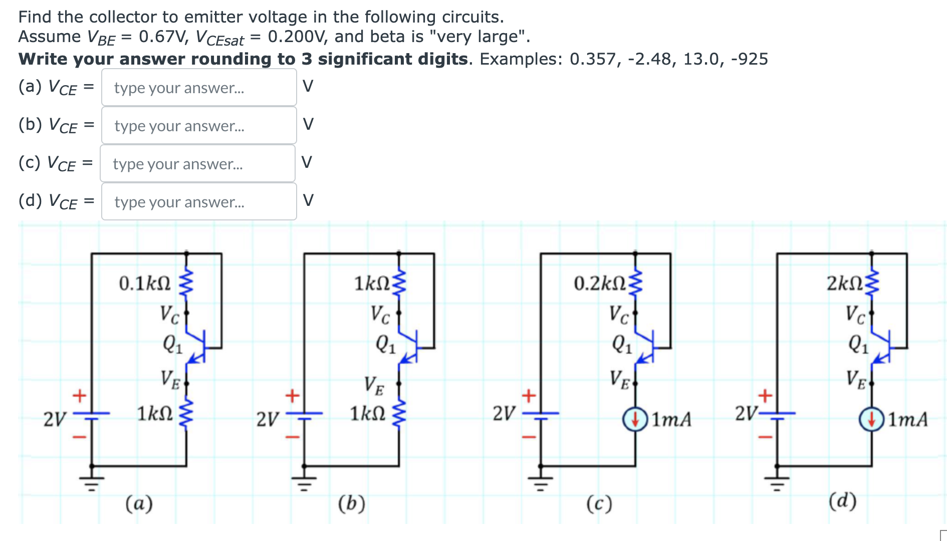 Solved Find the collector to ﻿emitter voltage in ﻿the | Chegg.com