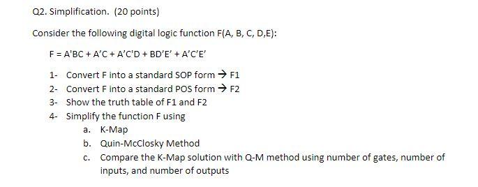 Solved Q2. Simplification. ( 20 points) Consider the | Chegg.com