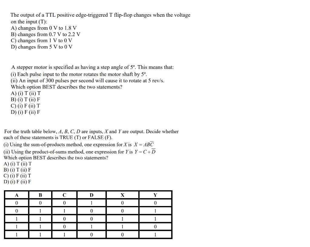 Solved The output of a TTL positive edge-triggered T | Chegg.com