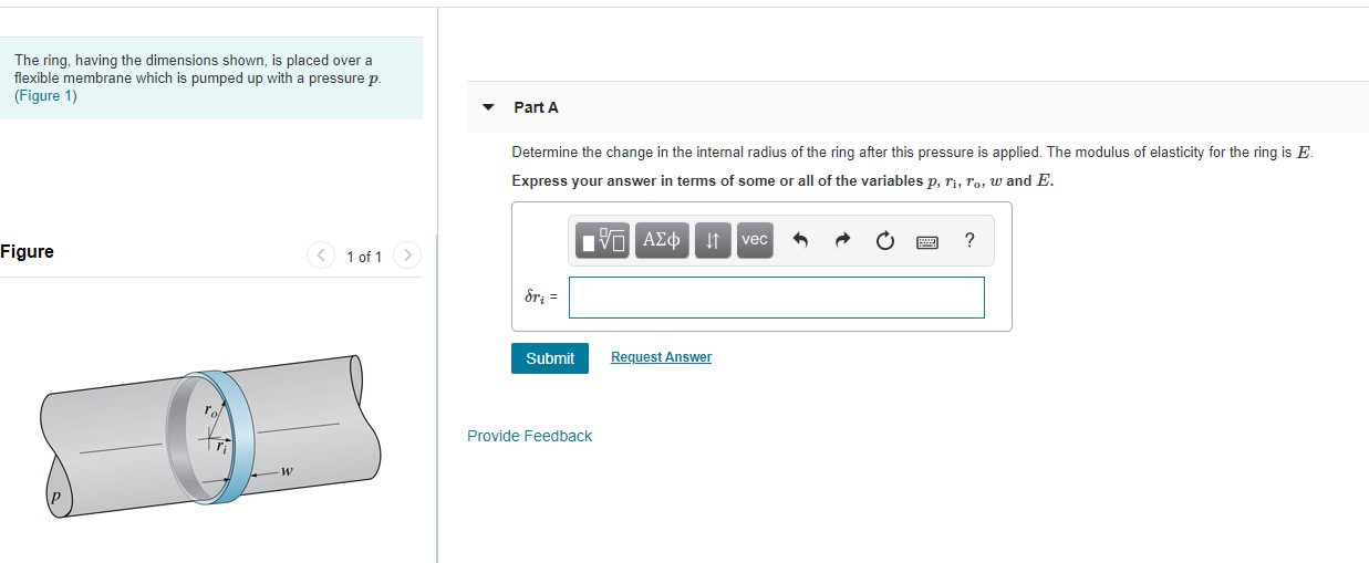 Solved The ring, having the dimensions shown, is placed over | Chegg.com