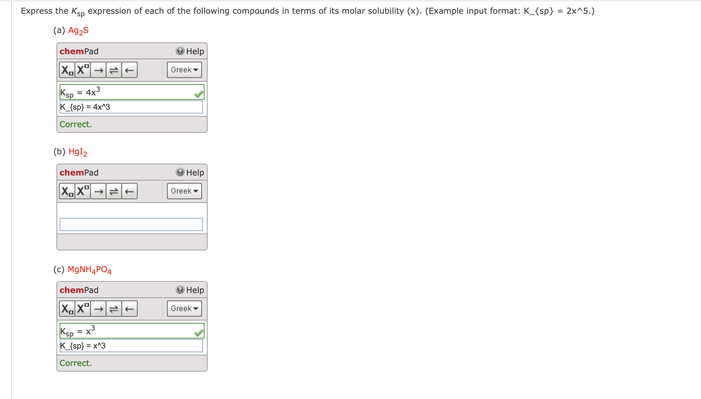 Solved Express the Ksp ﻿expression of ﻿each of ﻿the | Chegg.com
