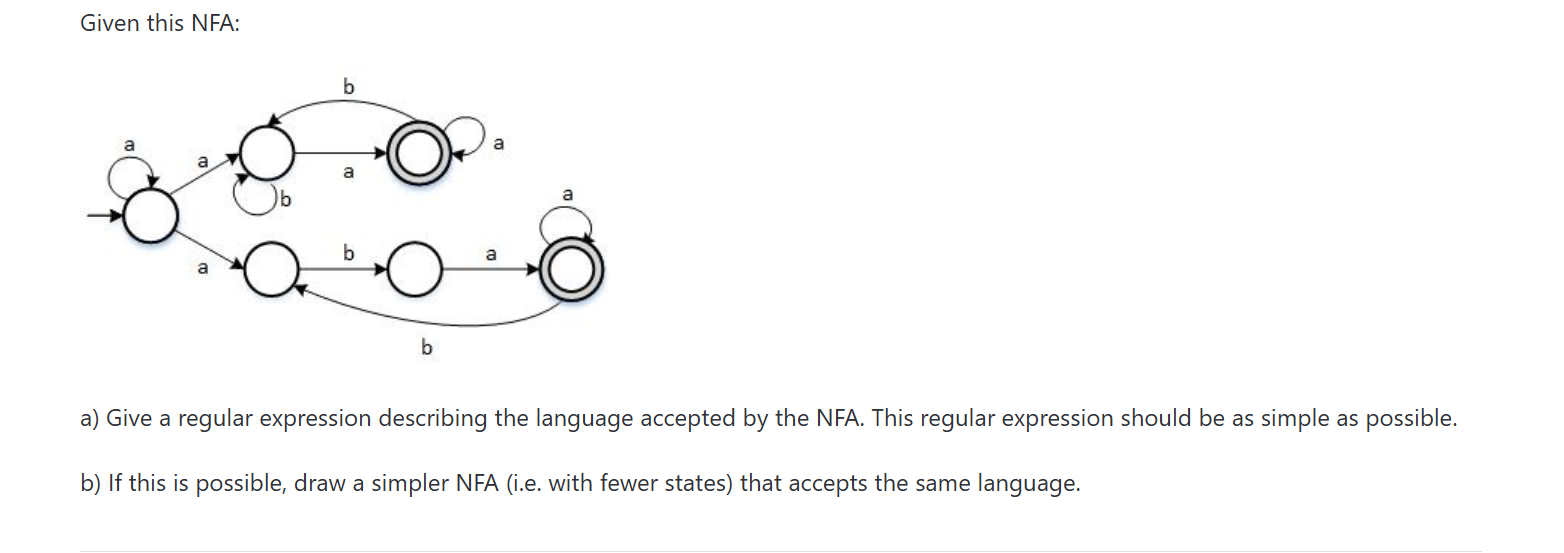 Solved Given this NFA: a) ﻿Give a regular expression | Chegg.com