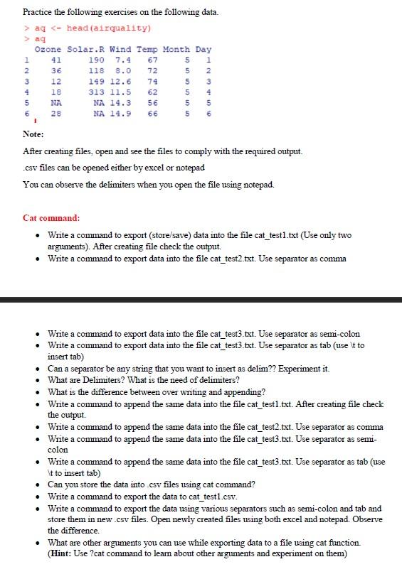 Solved Note: After creating files, open and see the files to | Chegg.com