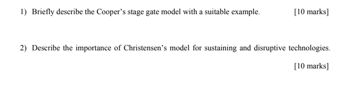 Solved 1) Briefly describe the Cooper's stage gate model | Chegg.com