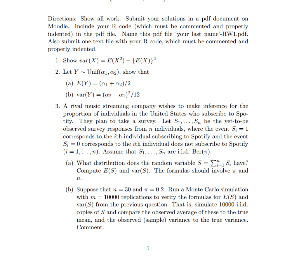 Solved Directions: Show all work. Submit your solutions in a | Chegg.com