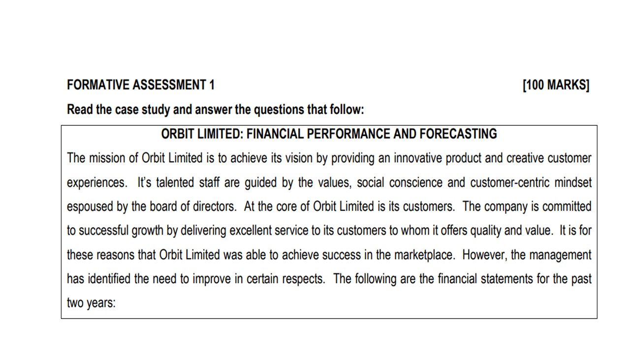 FORMATIVE ASSESSMENT 1 [100 MARKS] Read the case | Chegg.com