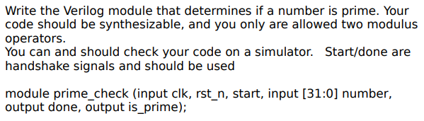 Solved Write the Verilog module that determines if a number | Chegg.com