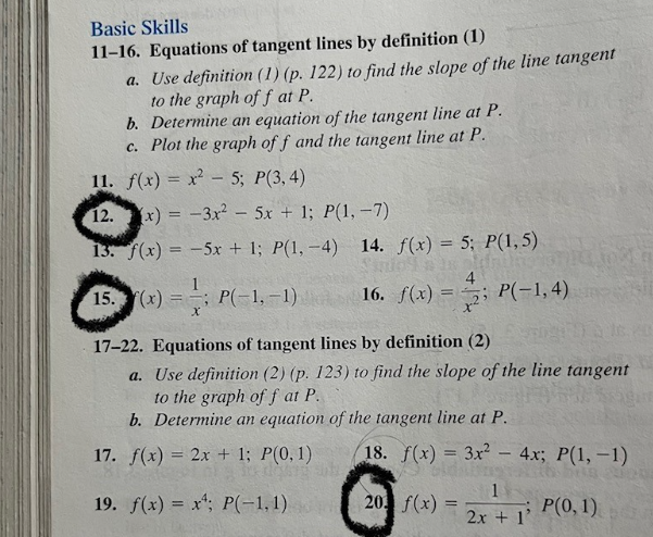 Basic Skills 11-16. Equations of tangent lines by | Chegg.com