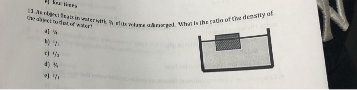Solved four times An object floats in water with Y of its | Chegg.com