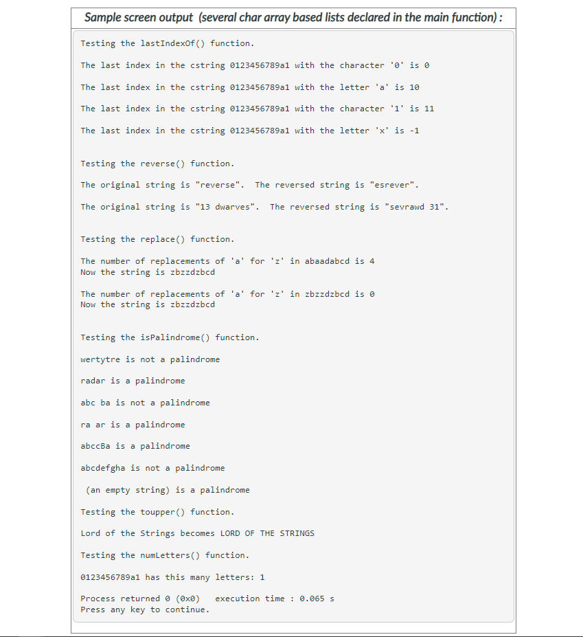 Solved Assignment 6b (25 points] - C-Style string | Chegg.com