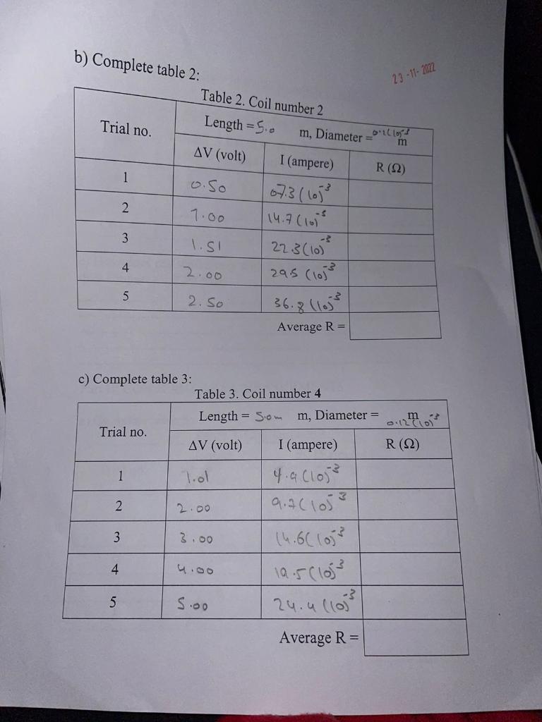 Solved Part I: CONSTANT LENGTH MEASURMENTS a) Complete table | Chegg.com