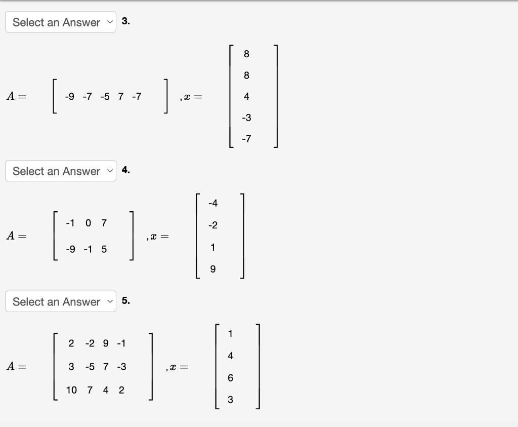 Solved HW Module 4 Matrices: Problem 5 (1 point) Determine | Chegg.com