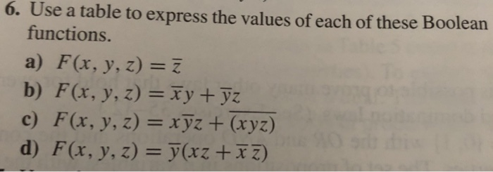 Solved 6. Use a table to express the values of each of these | Chegg.com