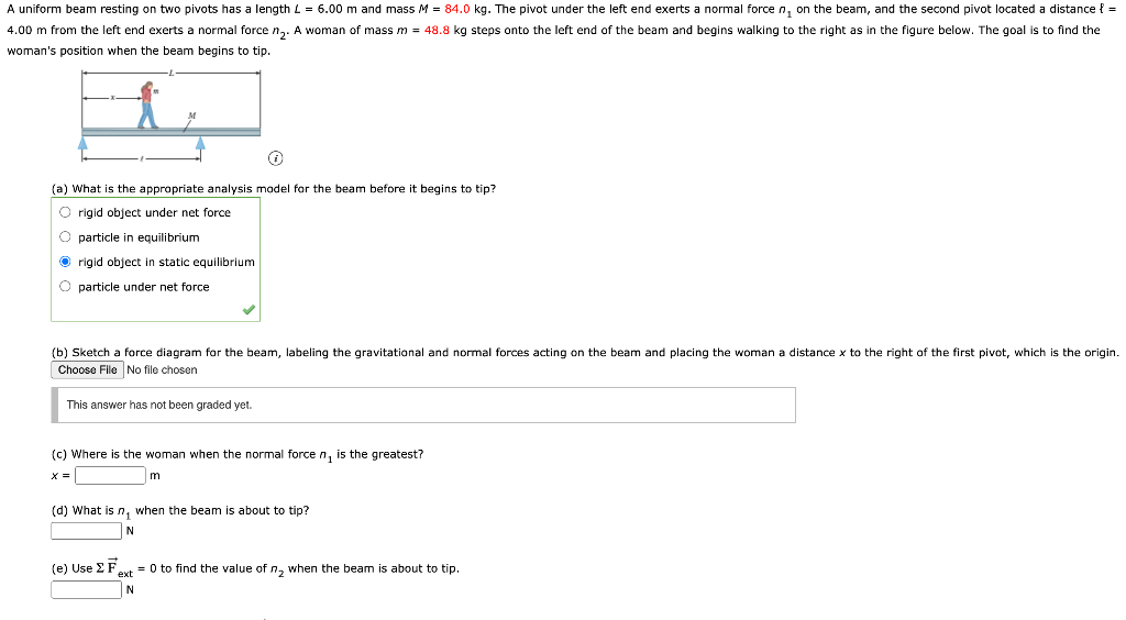 Solved A uniform beam resting on two pivots has a length L = | Chegg.com