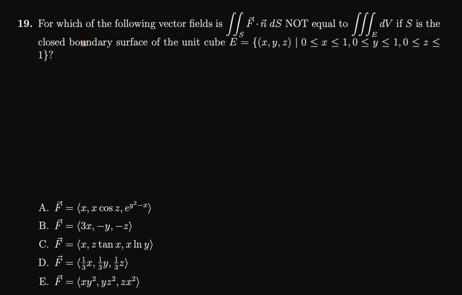 Solved 19. For which of the following vector fields is | Chegg.com