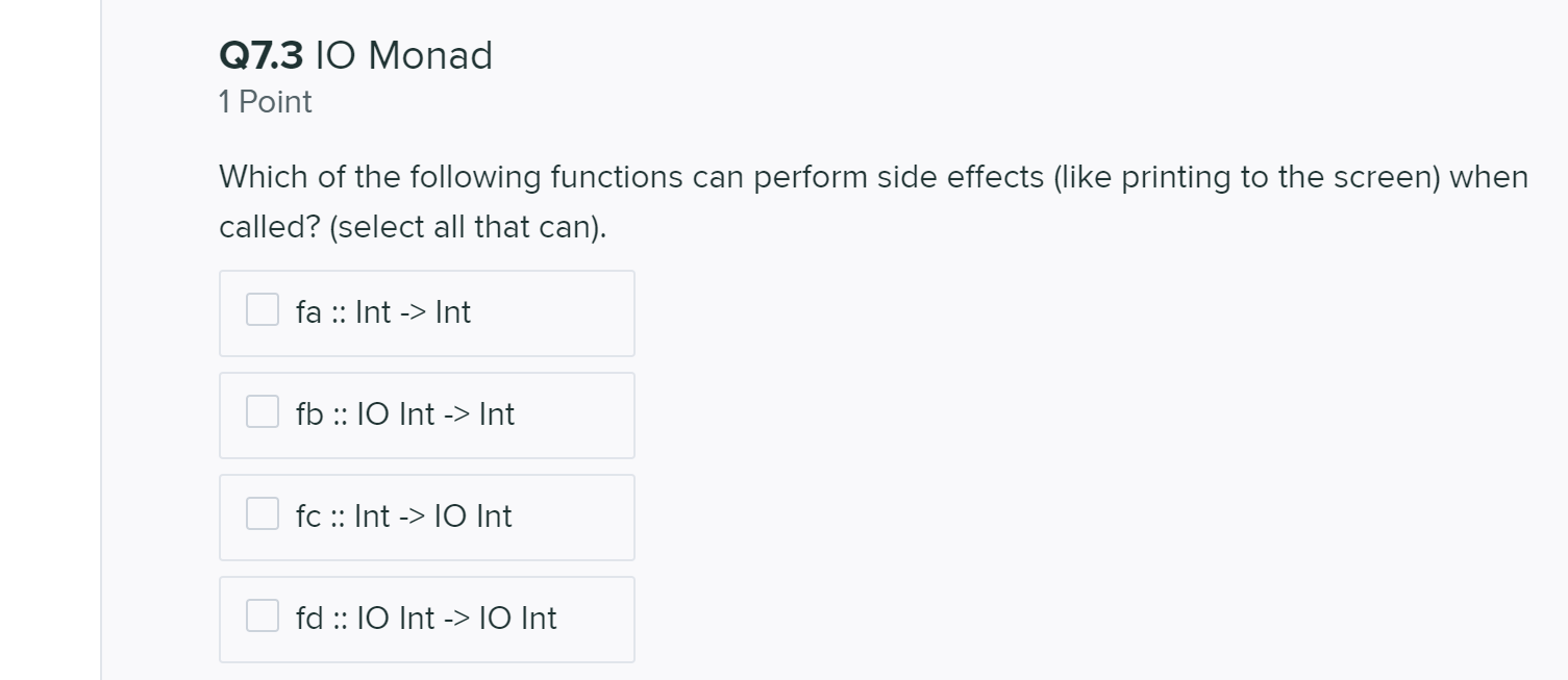 Solved Q7.3 10 Monad 1 Point Which of the following | Chegg.com