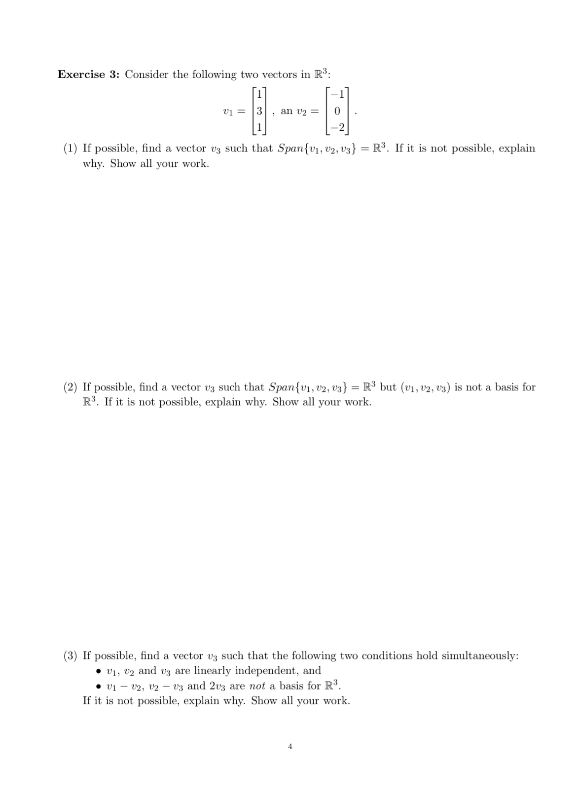 Solved Exercise 3: Consider the following two vectors in R3 | Chegg.com