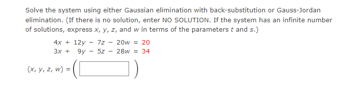 Solved Solve the system using either Gaussian elimination | Chegg.com