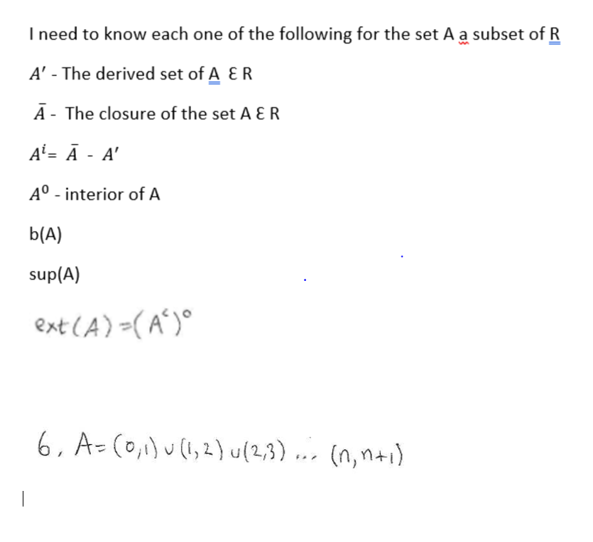 I need to know each one of the following for the set | Chegg.com