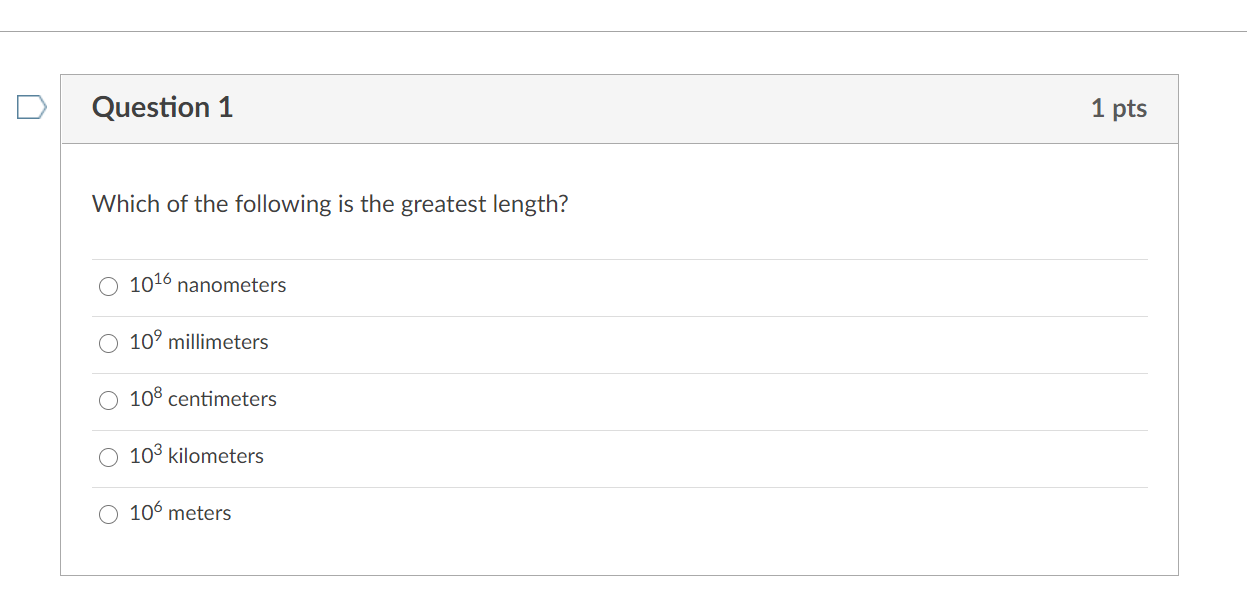 Solved Question 1 1 pts Which of the following is the | Chegg.com