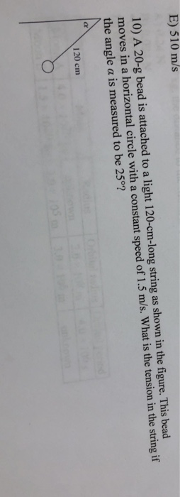 Solved E) 510 m/s 10) A 20-g bead is attached to a light | Chegg.com