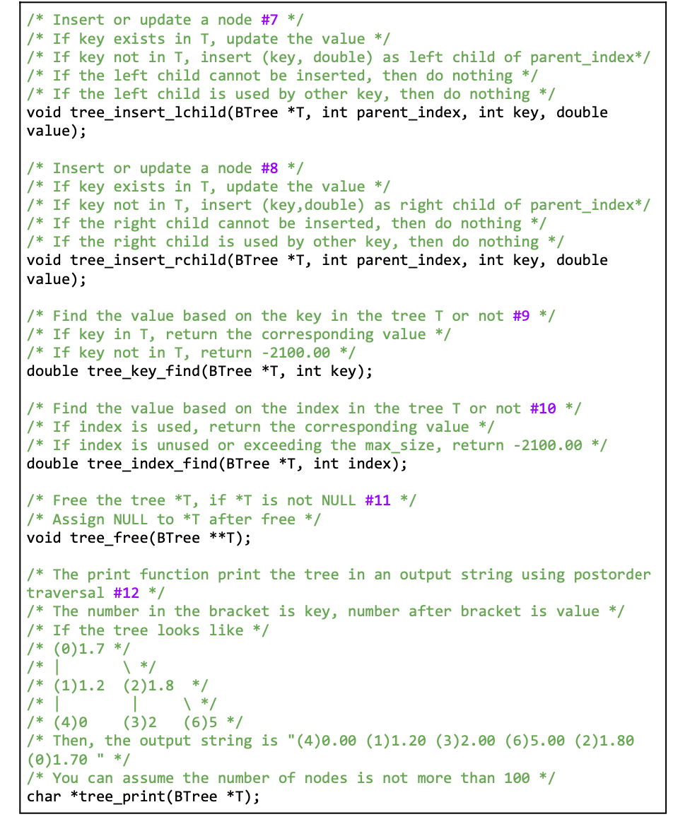 Solved Question 2: Binary Tree - Array Implementation (30\%) | Chegg.com
