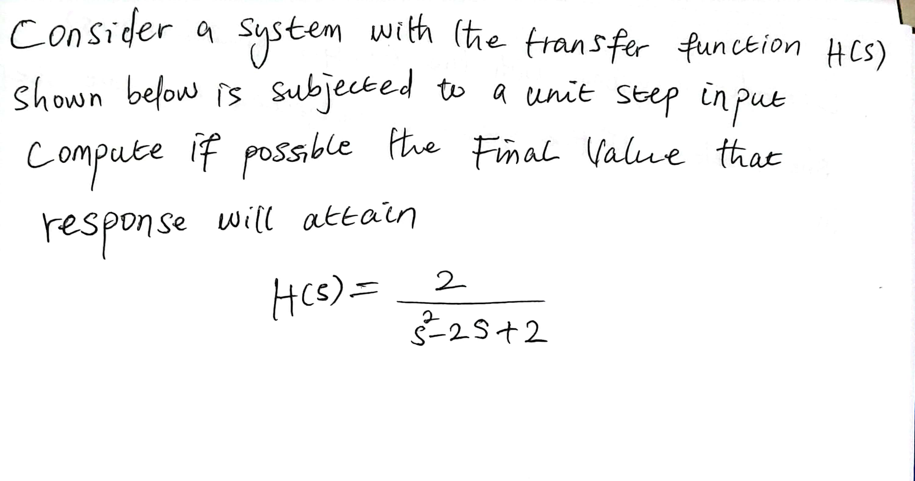 Solved Consider a system with the transfer function | Chegg.com