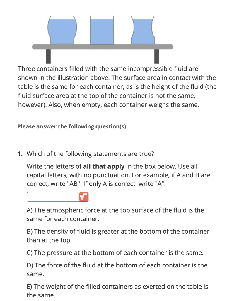 Solved Three containers filled with the same incompressible | Chegg.com
