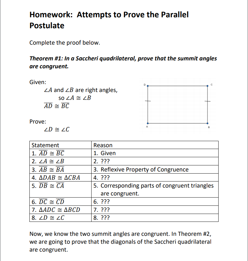 Solved Homework: Attempts to Prove the Parallel Postulate | Chegg.com