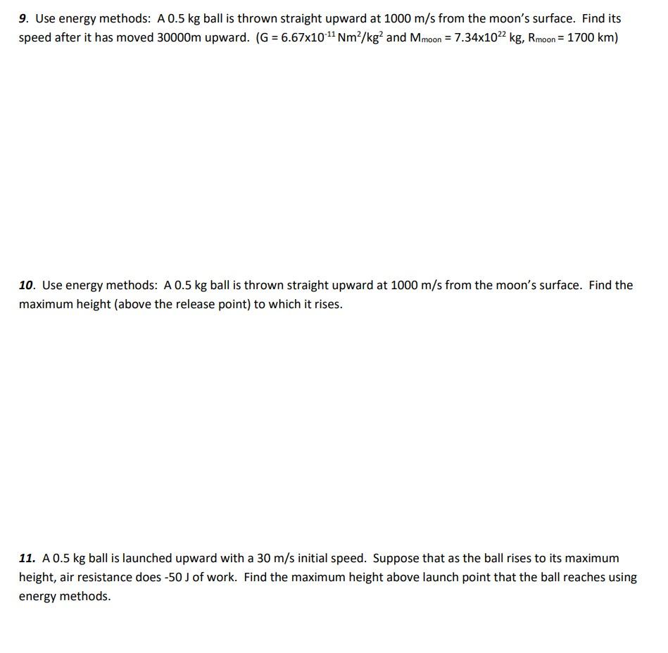Solved 9. Use energy methods: A 0.5 kg ball is thrown | Chegg.com