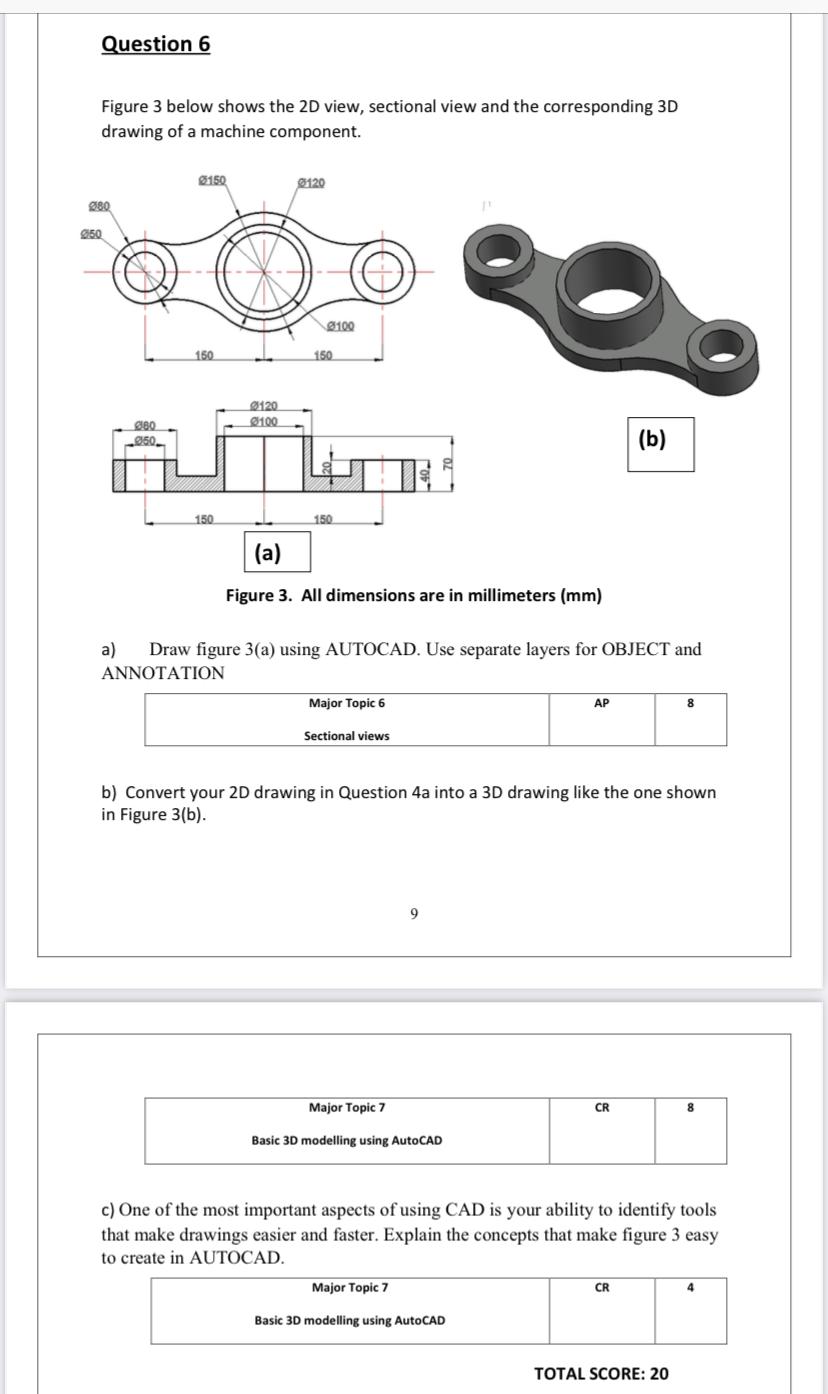 Solved Question 6 Figure 3 below shows the 2D view, | Chegg.com