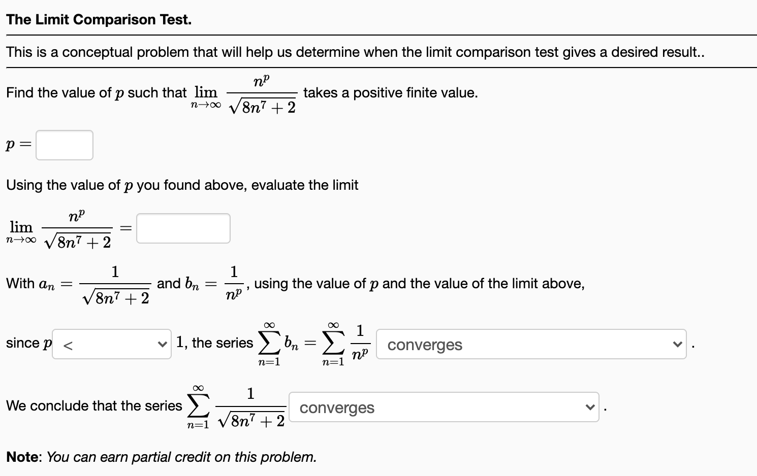 Solved The Limit Comparison Test. This is a conceptual | Chegg.com