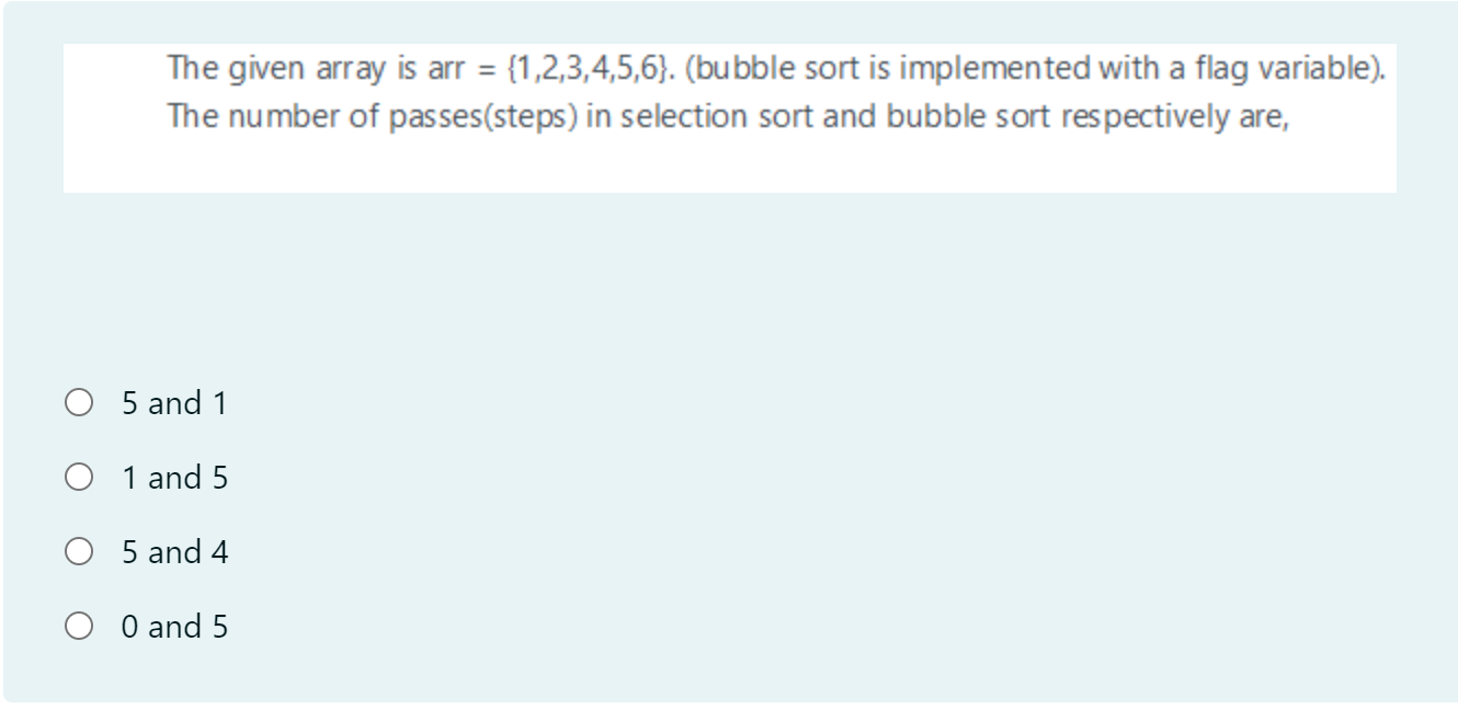 Solved The given array is arr = {1,2,3,4,5,6). (bubble sort | Chegg.com