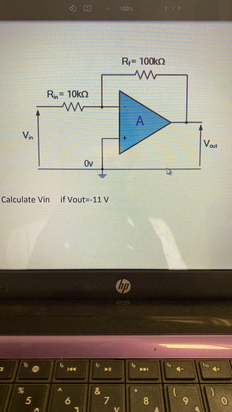 Solved Calculate Vin if Vout=-11 V | Chegg.com