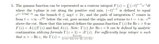 5. The gamma function can be represented as a contour | Chegg.com