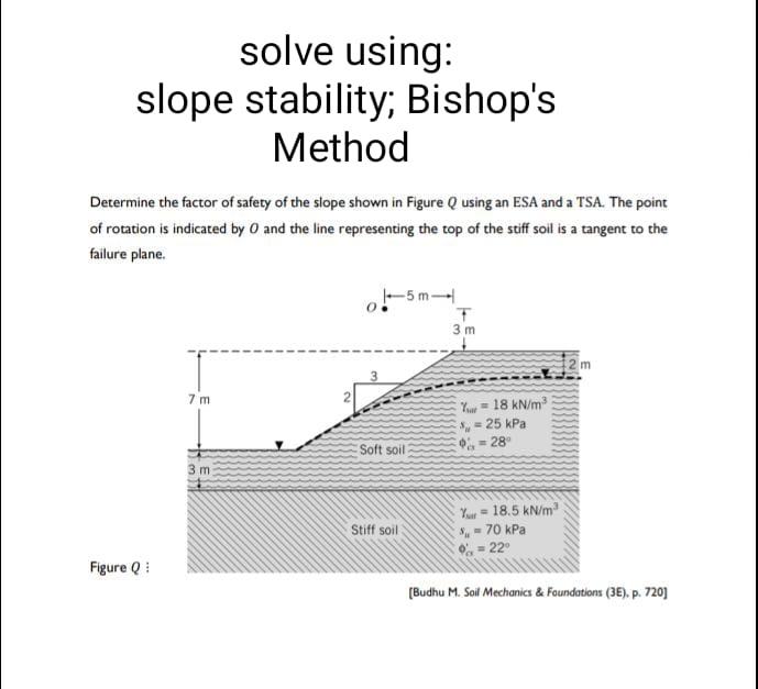 Solved solve using: slope stability; Bishop's Method | Chegg.com