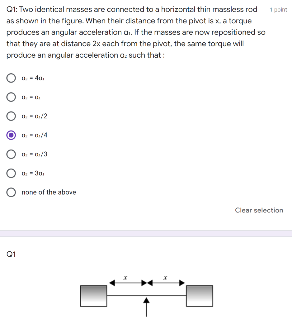 Solved 1 point Q1: Two identical masses are connected to a | Chegg.com