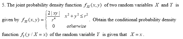 Solved 5. The joint probability density function fX(x,y) of | Chegg.com